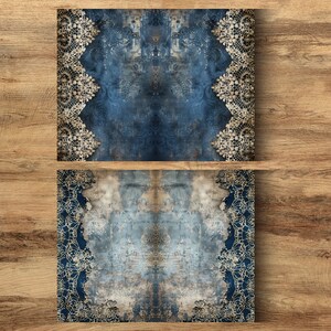 8.5x11" Vintage Lace Digital Paper Printable, Midnight Blue Floral ...