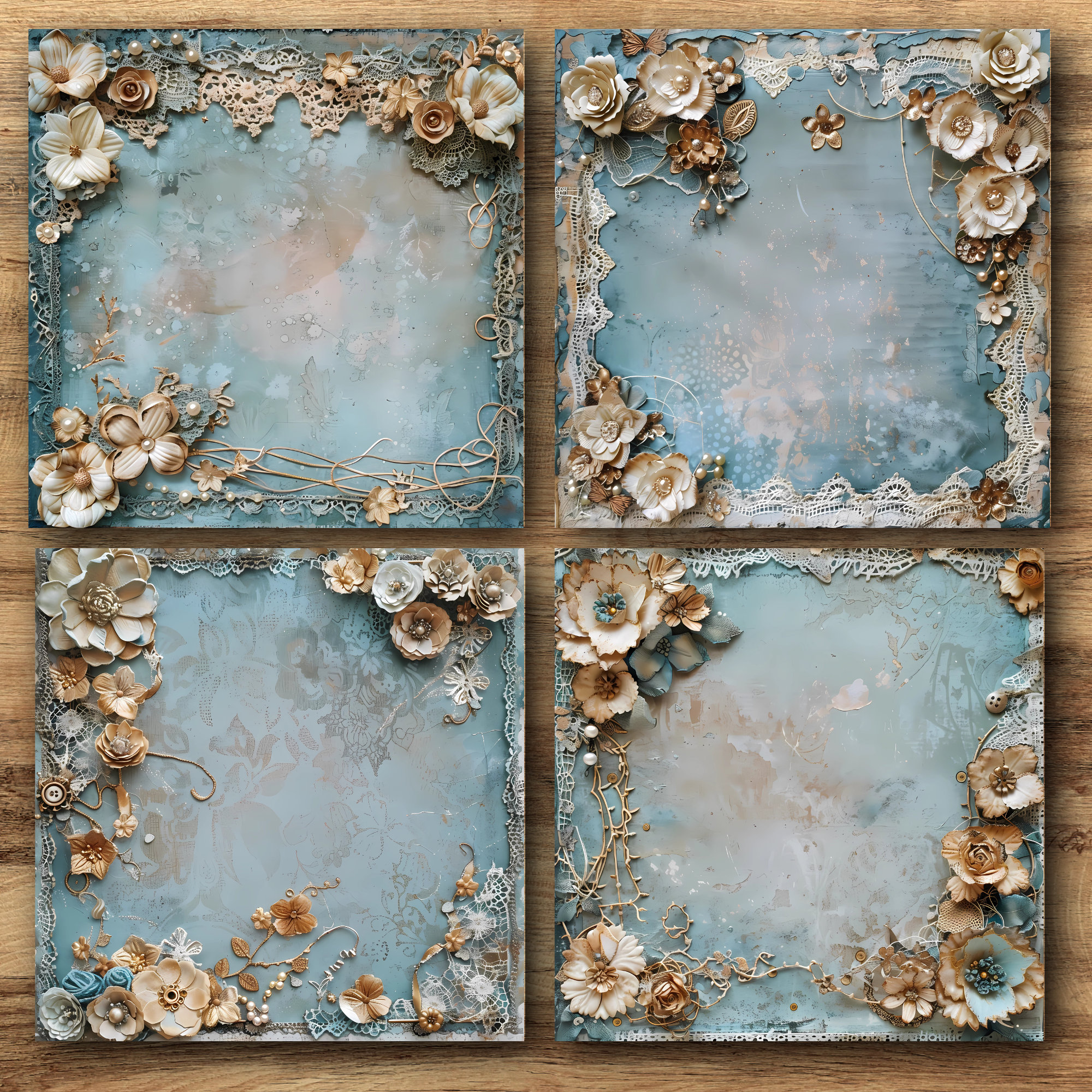 Vintage Lace Digital Paper Printable, Charm Robins Egg Blue, Lace ...