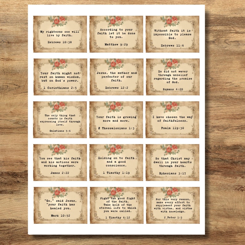 Printable Faith Bible Verse Junk Journal, Bible Verse Label, Bible Word ...