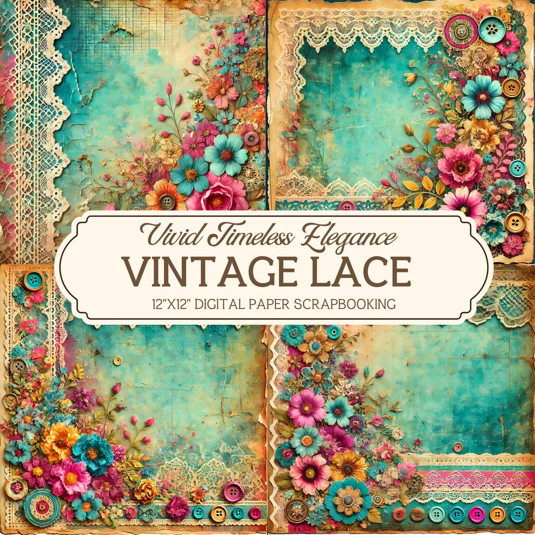 Vintage Lace Digital Paper: 12x12 Floral Scrapbook Kit (digital ...