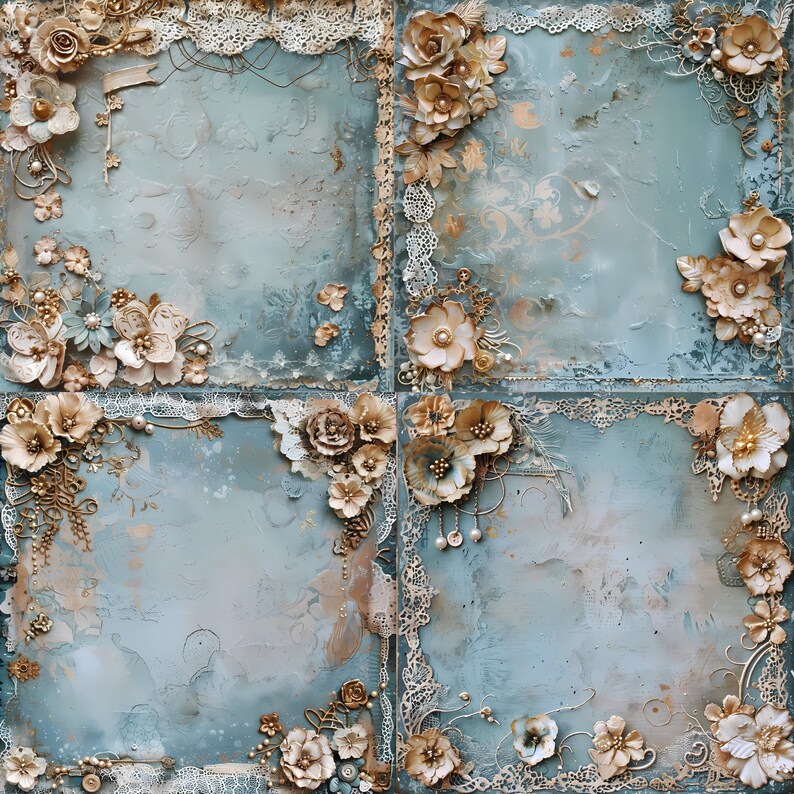 Vintage Lace Digital Paper Printable, Charm Robins Egg Blue, Lace ...