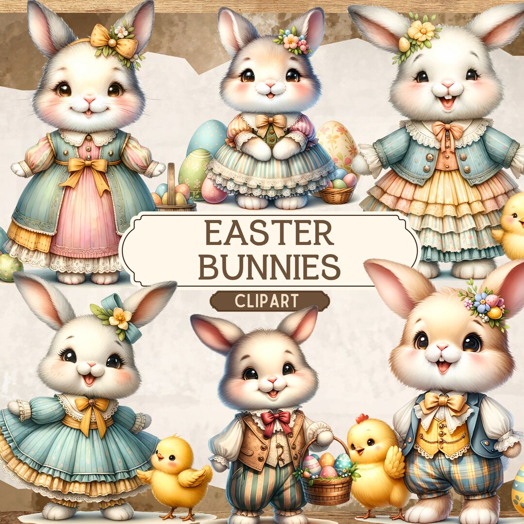 Easter Bunny Clipart PNG Transparent, Vintage, Easter Eggs, Spring ...