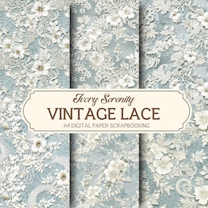Vintage Lace Digital Paper: Ivory Floral Scrapbook Kit (digital ...