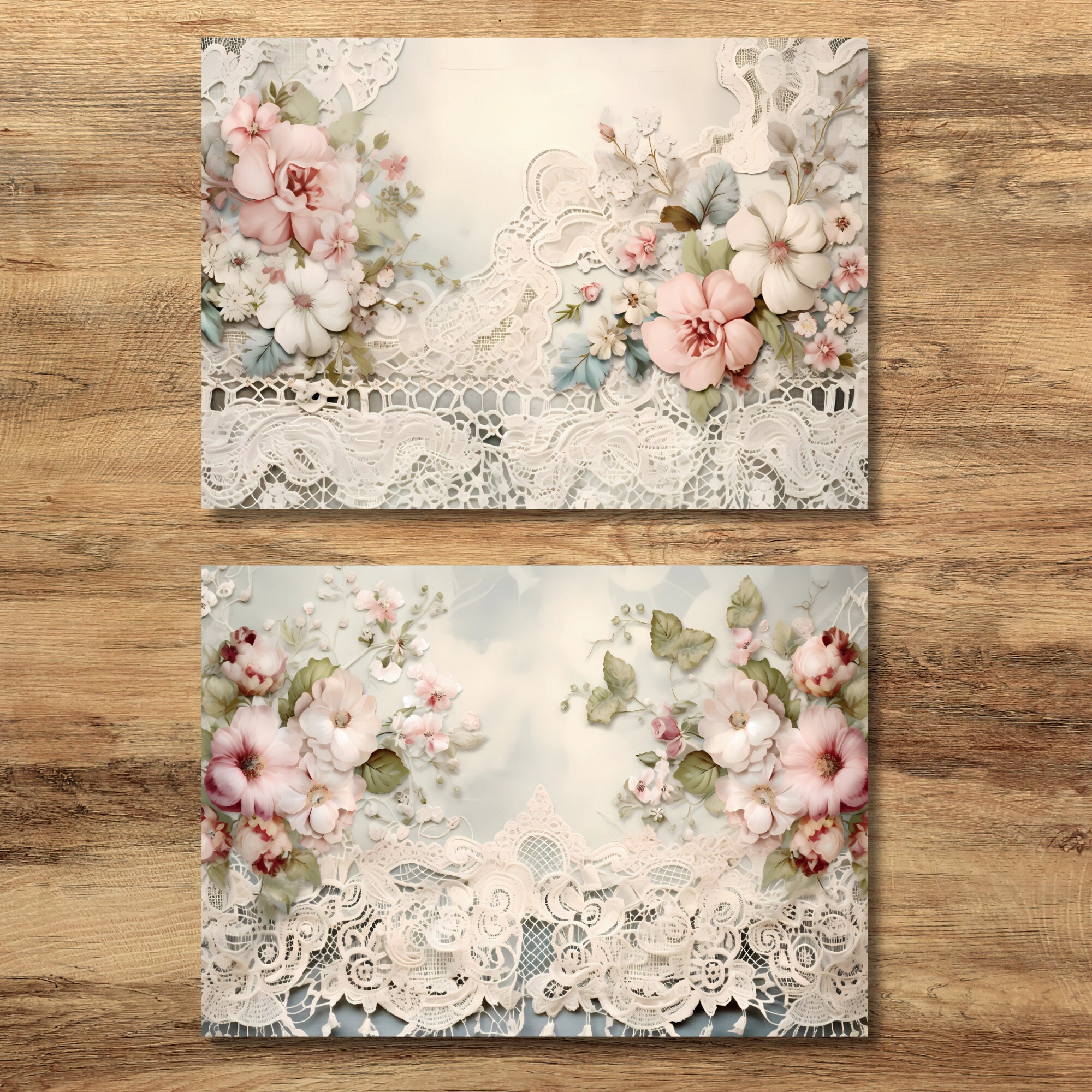 A4 Vintage Lace Digital Paper Printable, Shabby Chic Floral Romance ...