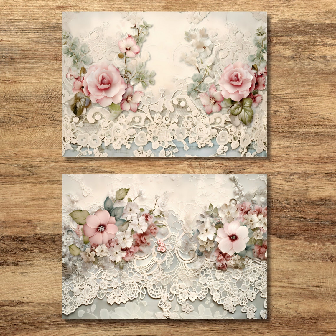 A4 Vintage Lace Digital Paper Printable, Shabby Chic Floral Romance ...