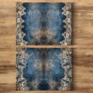 8.5x11" Vintage Lace Digital Paper Printable, Midnight Blue Floral ...