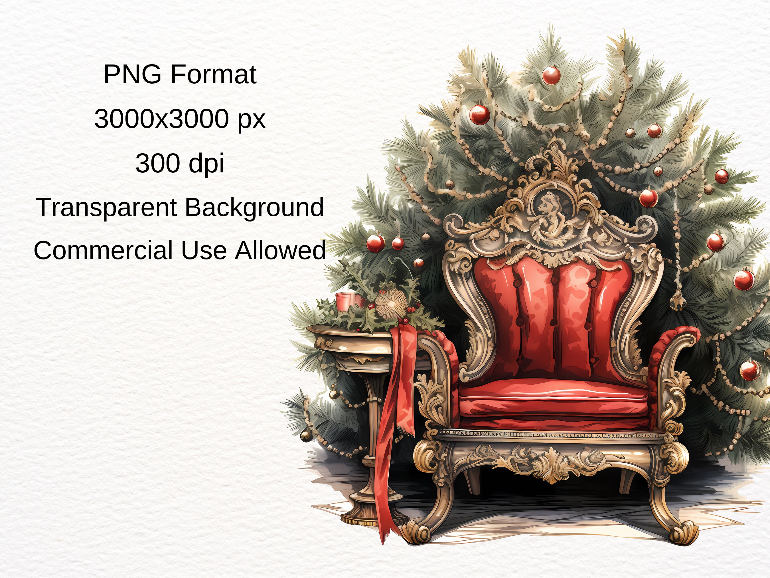 10 Christmas Clipart Bundle PNG, Christmas Ornaments, Vintage Retro ...