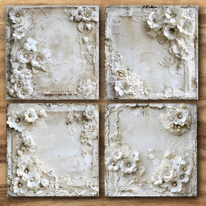 Vintage Lace Digital Paper Printable, Charming White, Flower Lace ...