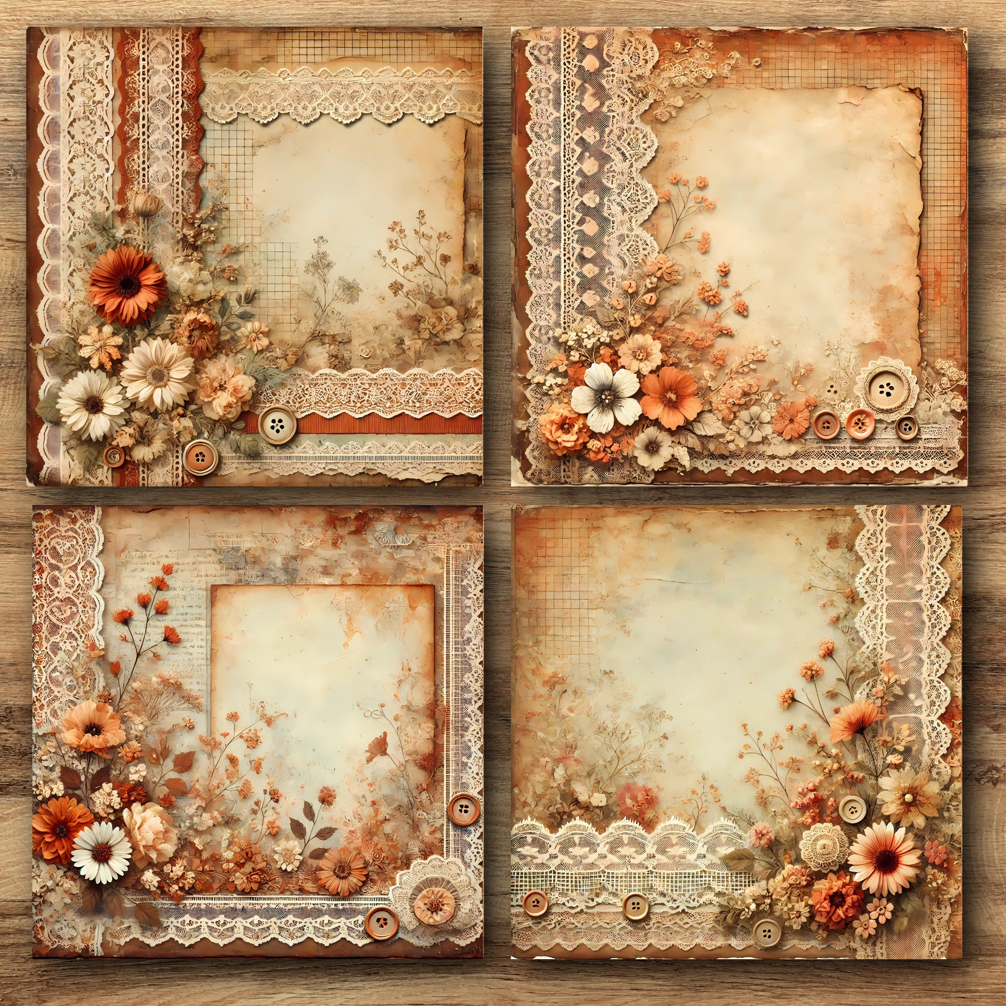 12x12 Vintage Lace Digital Paper Printable, Autumnal Nostalgia, Lace ...