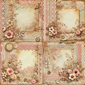 12x12" Vintage Lace Digital Paper Printable, Sweet Blush Pink, Lace ...
