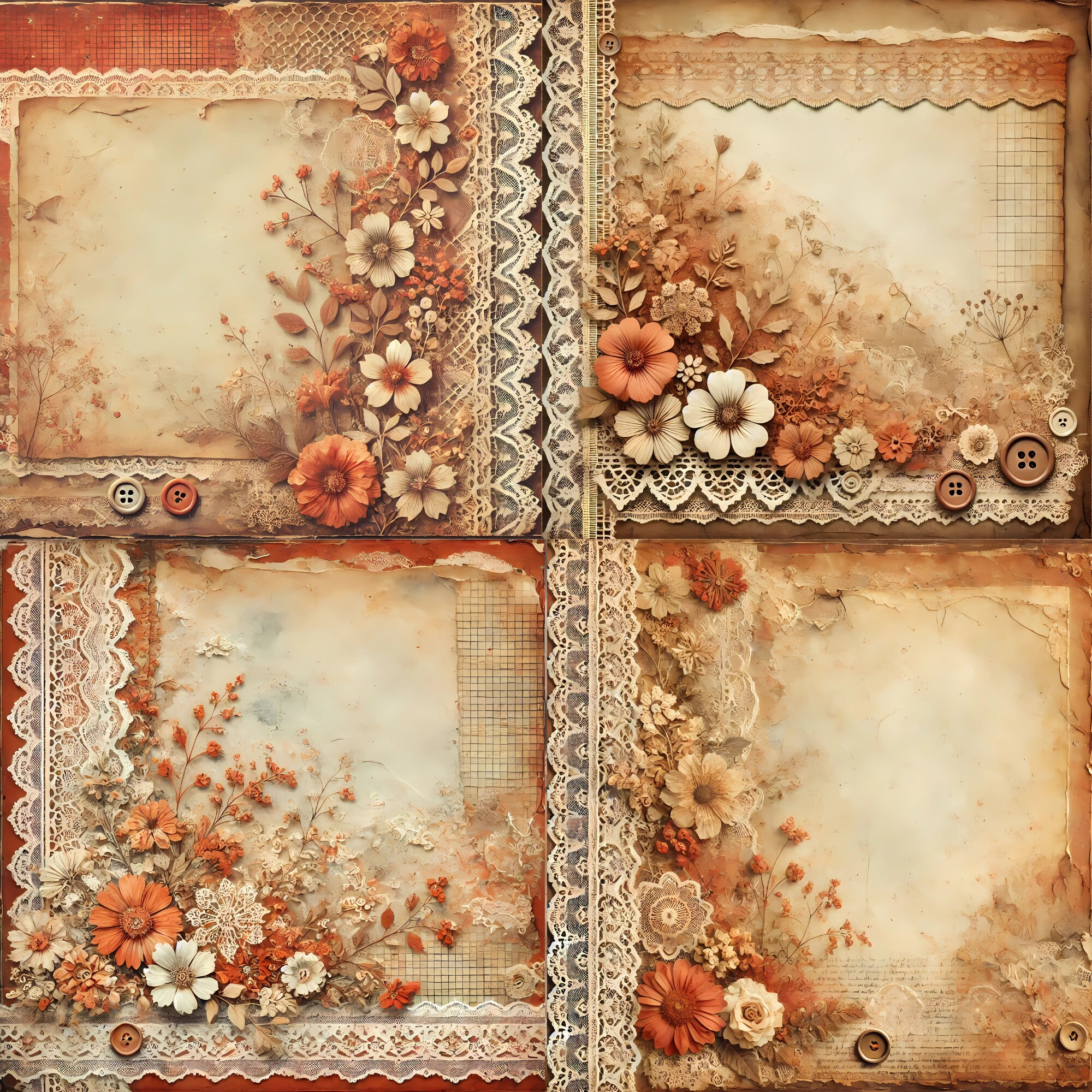 12x12 Vintage Lace Digital Paper Printable, Autumnal Nostalgia, Lace ...