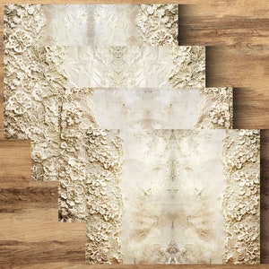 8.5x11" Vintage Lace Digital Paper Printable, Ethereal White Floral ...