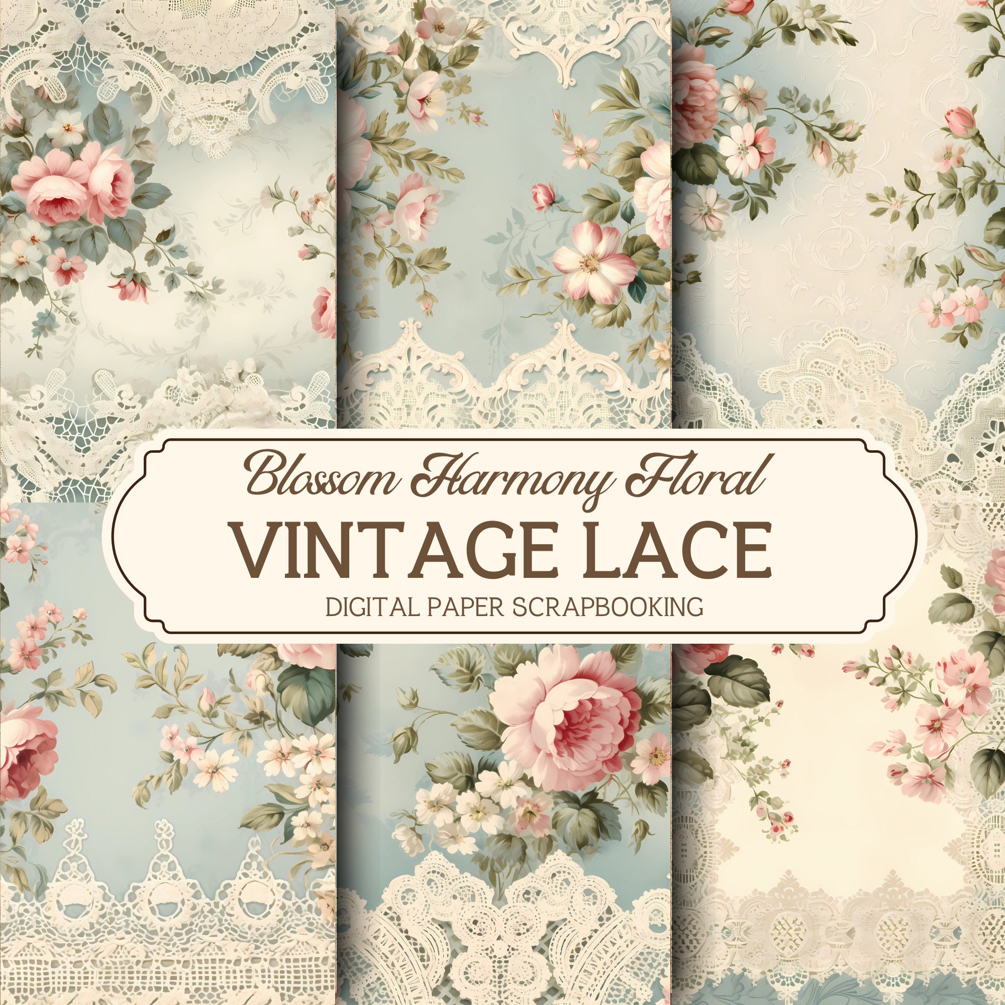 Vintage Lace Digital Paper Printable, Flowers Lace, Victorian, Lace ...