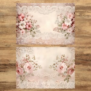 A4 Vintage Lace Digital Paper Printable, Shabby Chic Floral Serenity ...