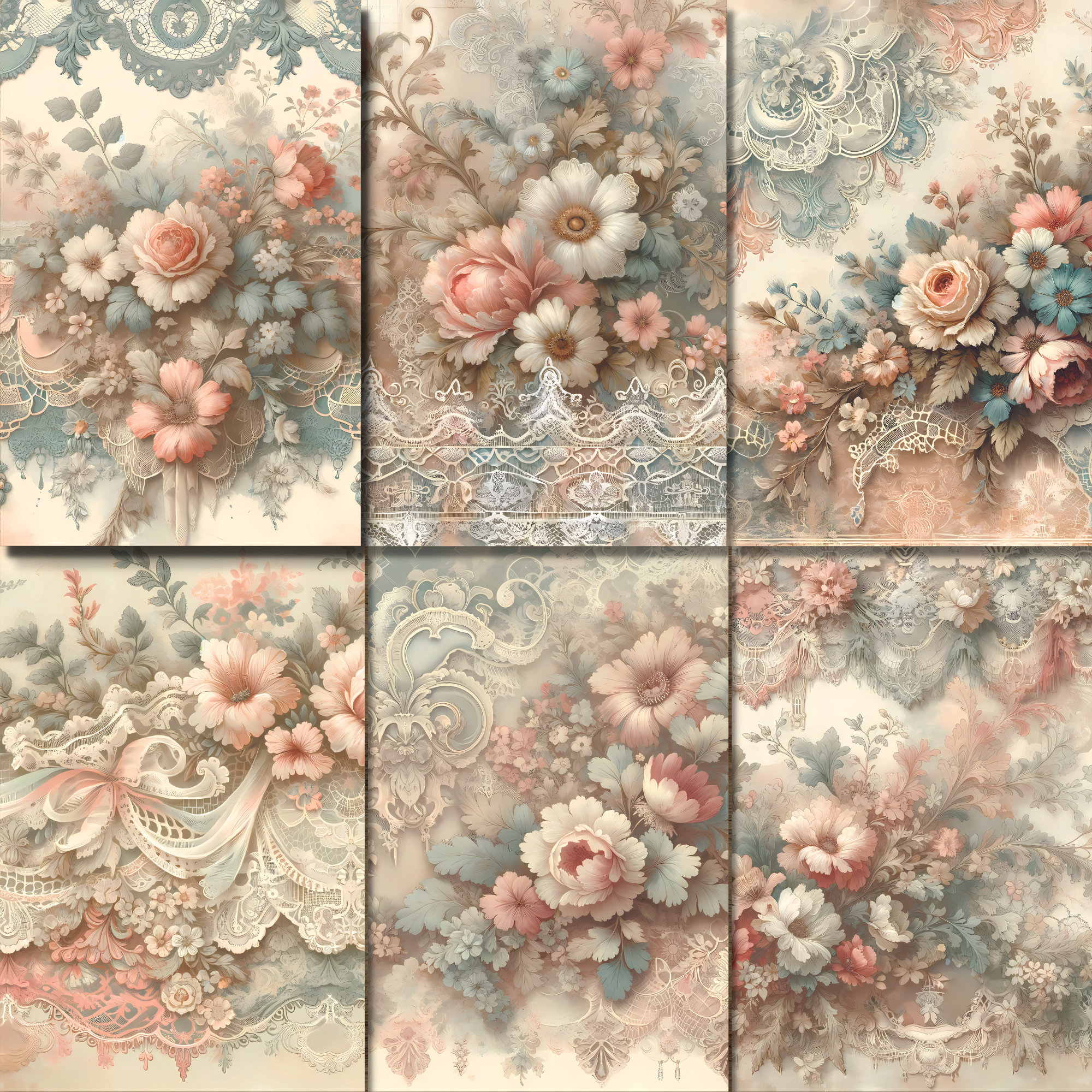 Vintage Lace Digital Paper Printable, Essence Shabby Chic, Lace ...