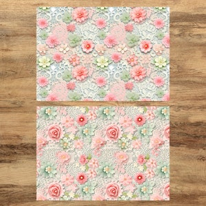 A4 Vintage Lace Digital Paper Printable, Charming Pastel Bloom, Lace ...