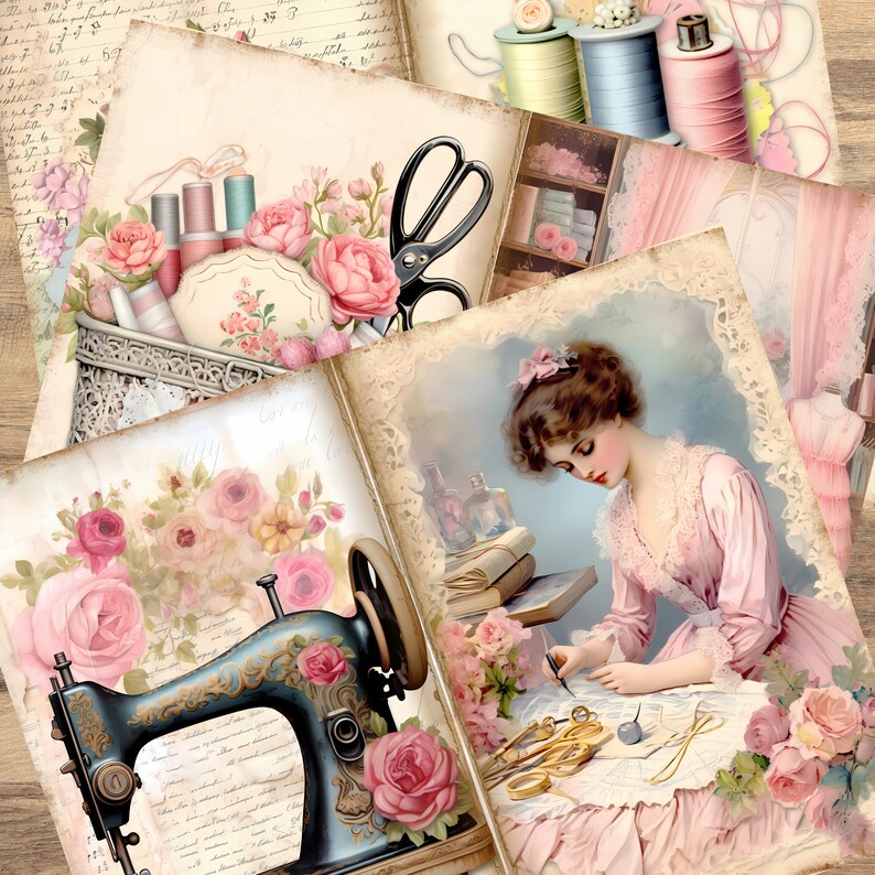 Vintage Sewing Junk Journal Pages, Junk Journal Sewing Paper, Sewing ...