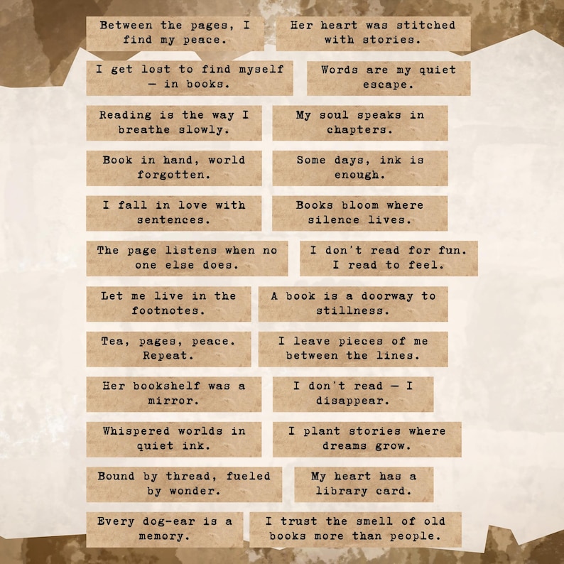 Book Lover Quotes: Junk Journal Ephemera (digital Download) - Etsy