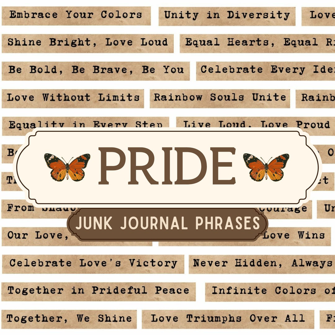 Pride Junk Journal Phrases, Words, Pride Month, Motivational, Digital ...