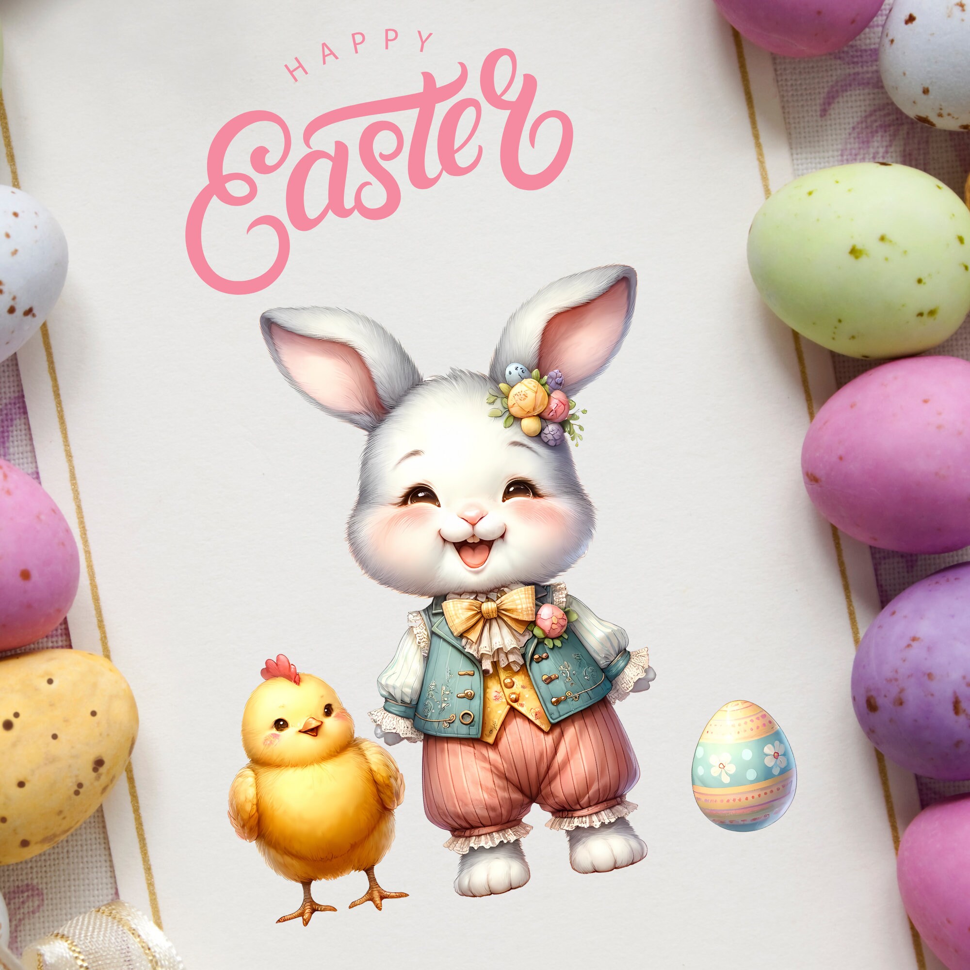 Easter Bunny Clipart PNG Transparent, Vintage, Easter Eggs, Spring ...