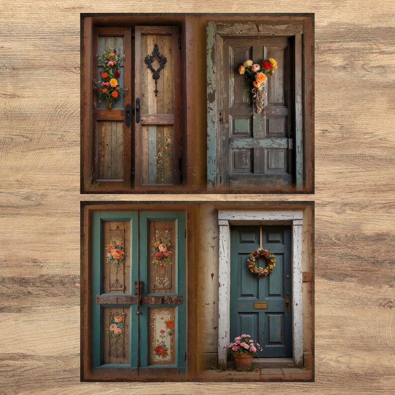 Printable Vintage Wooden Doors Junk Journal Pages, Door Junk Journal ...