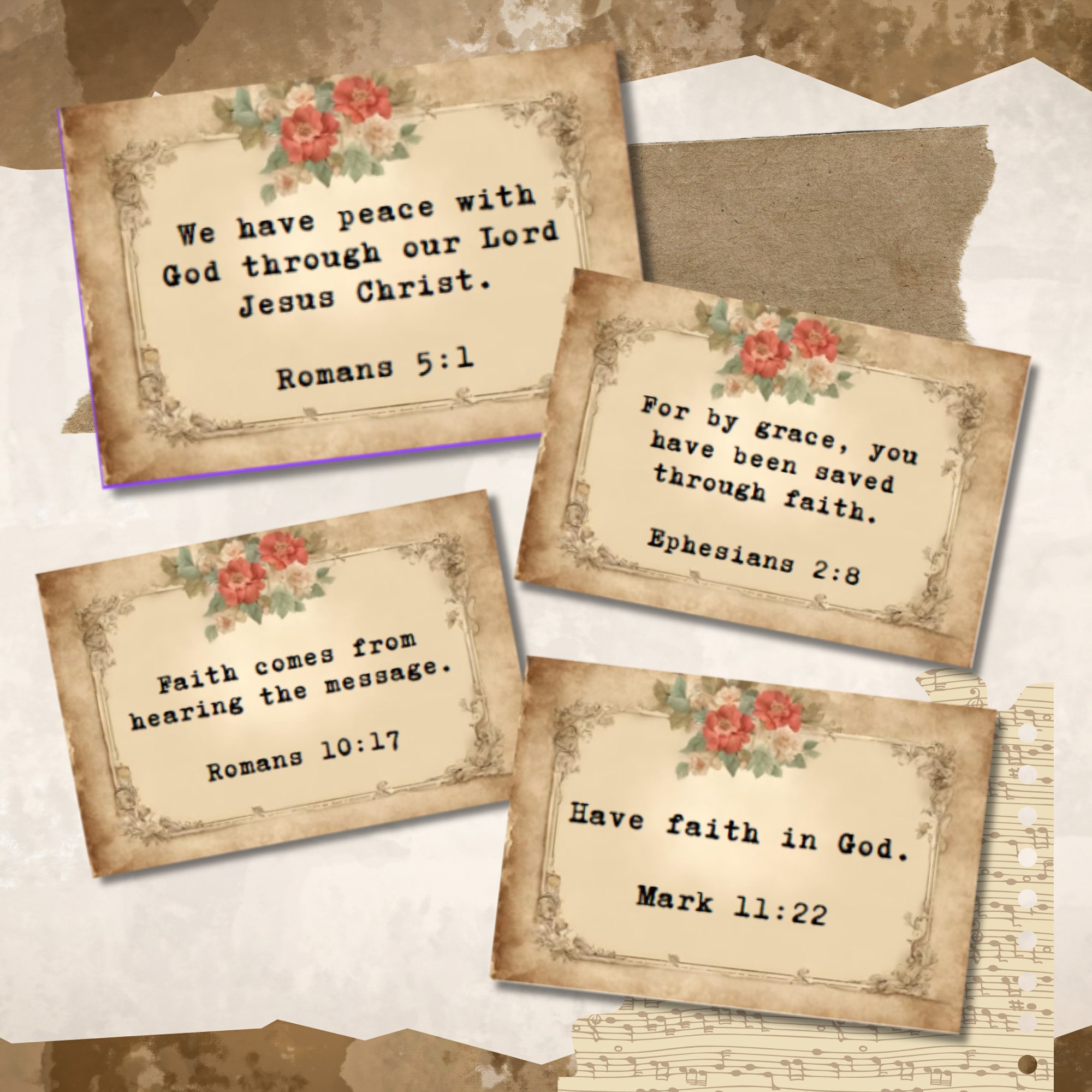 Printable Faith Bible Verse Junk Journal, Bible Verse Label, Bible Word ...