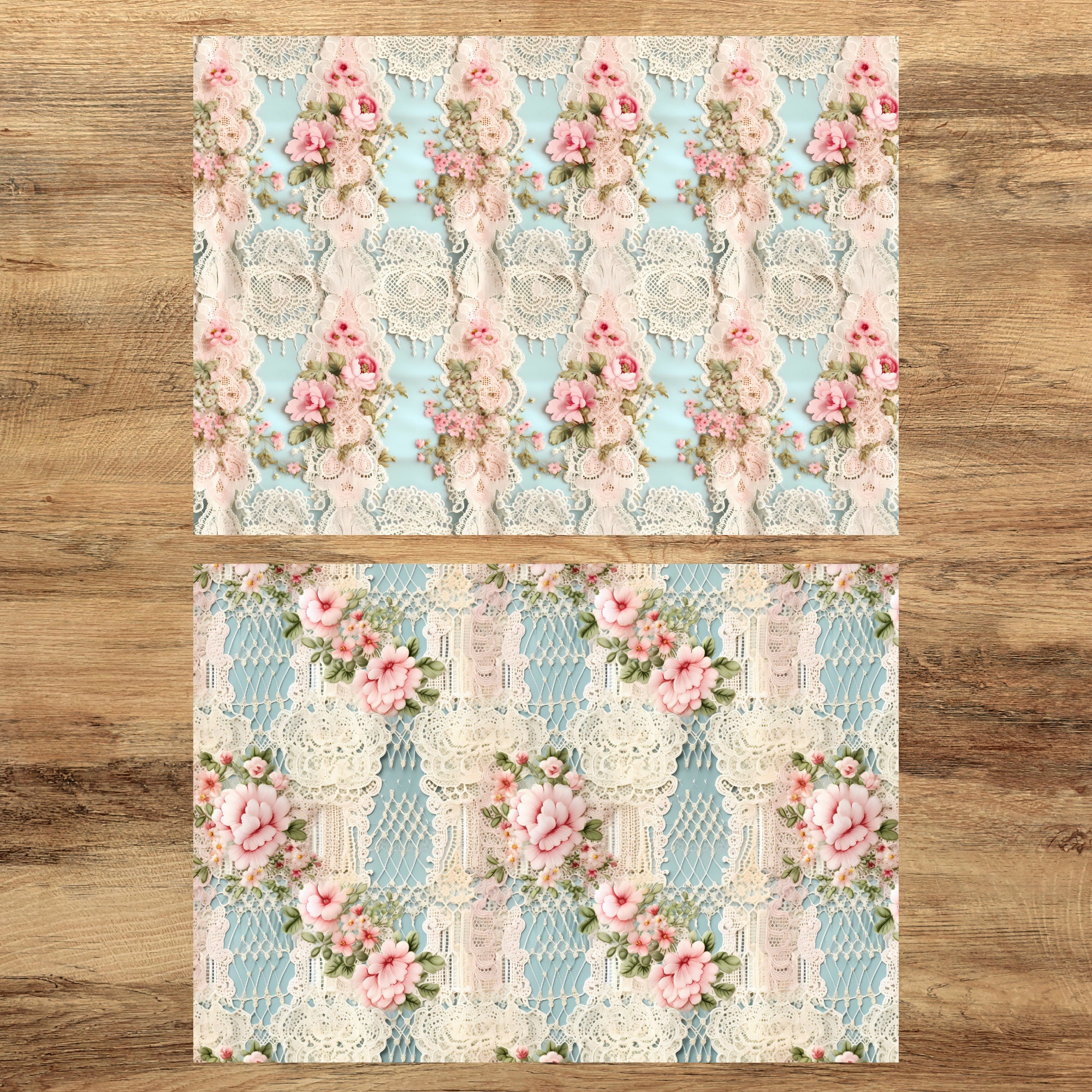 A4 Vintage Lace Digital Paper Printable, Whimsy Blossom Floral, Lace ...