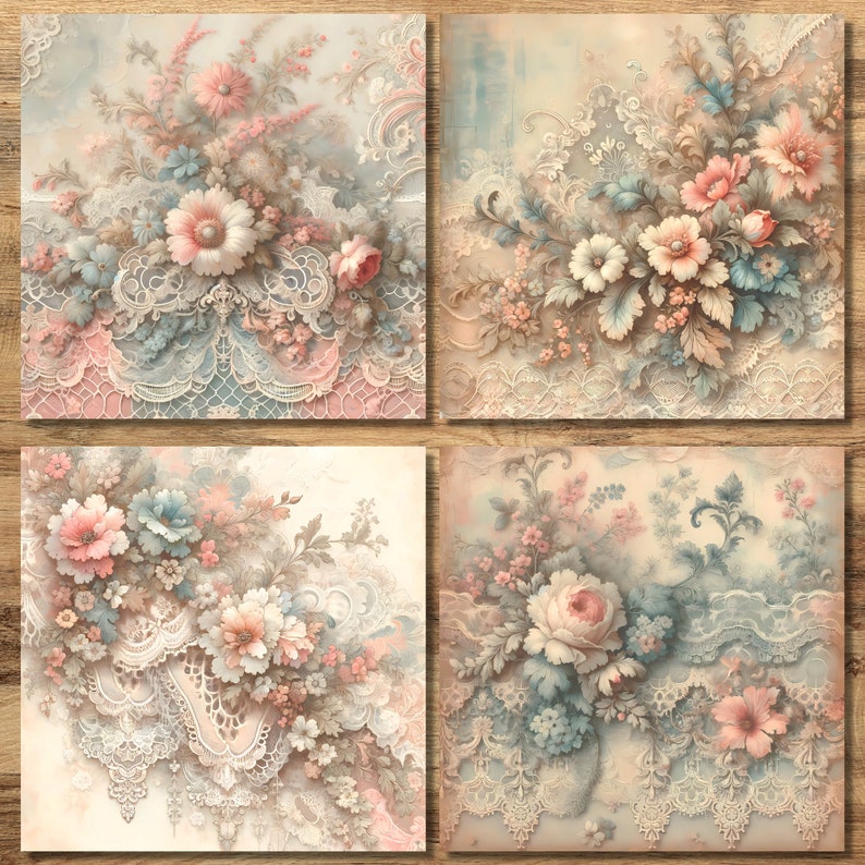Vintage Lace Digital Paper Printable, Essence Shabby Chic, Lace ...