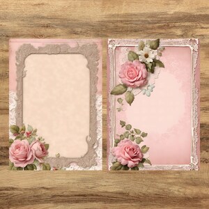 Vintage Lace Frame Digital Paper: Shabby Chic Pink Floral (digital ...