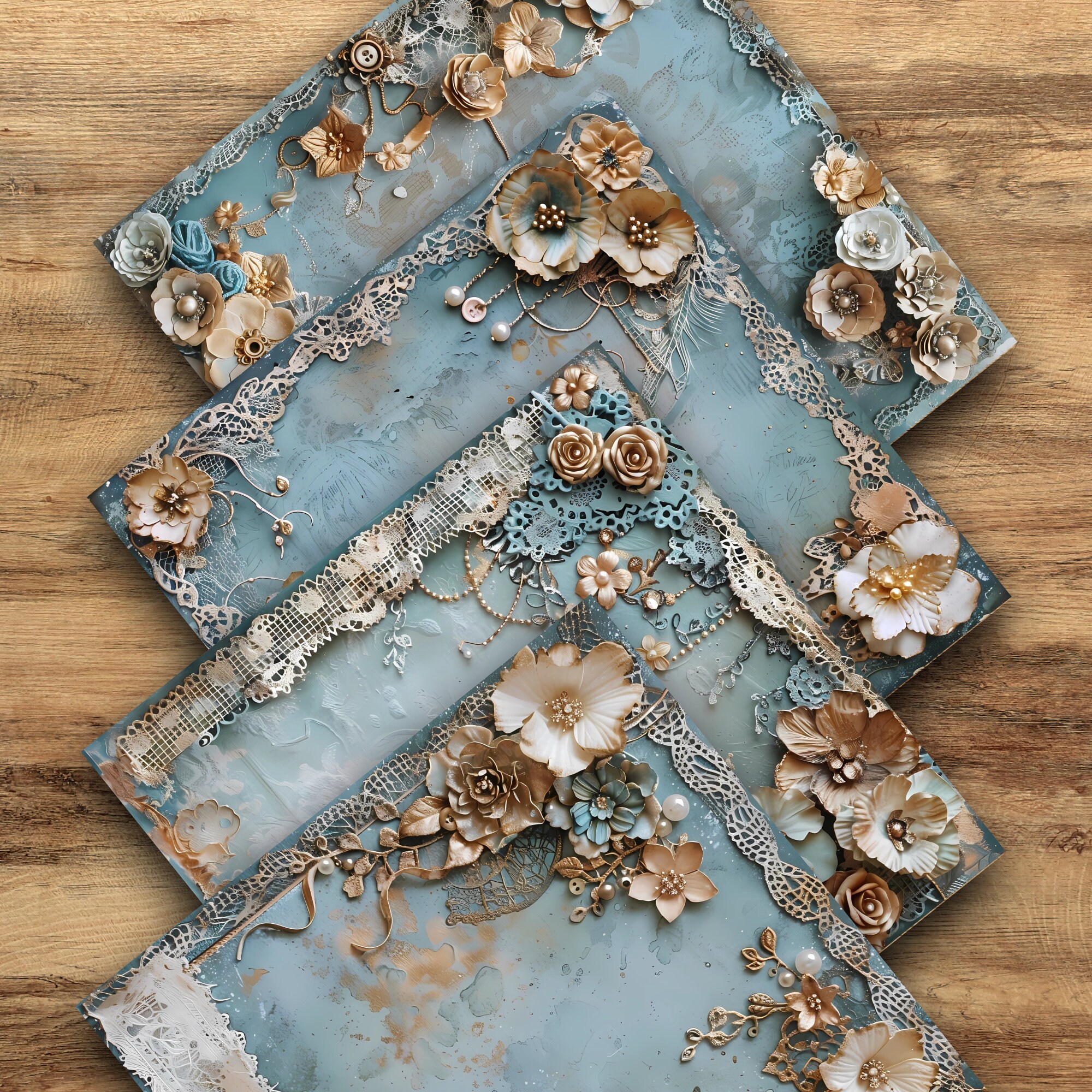 Vintage Lace Digital Paper Printable, Charm Robins Egg Blue, Lace ...