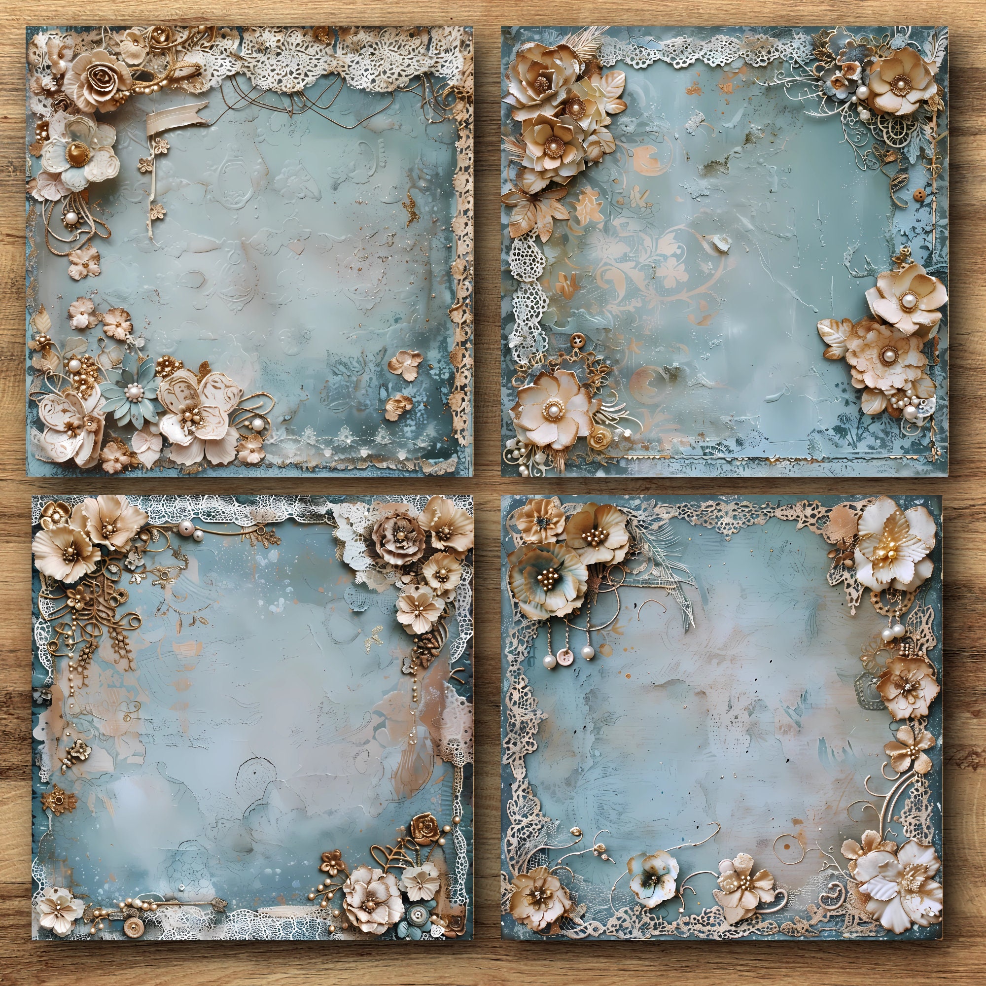 Vintage Lace Digital Paper Printable, Charm Robins Egg Blue, Lace ...