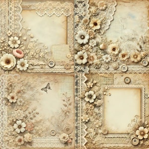 12x12" Vintage Lace Digital Paper Printable, Ivory Memories, Lace ...