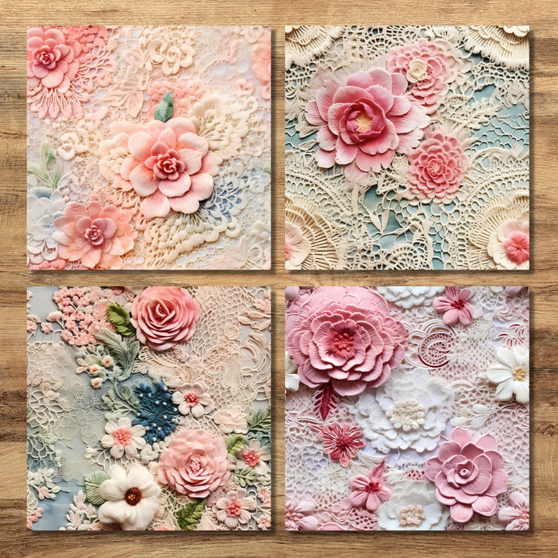 Vintage Lace Digital Paper Printable, Sweet Florals, Victorian, Lace ...