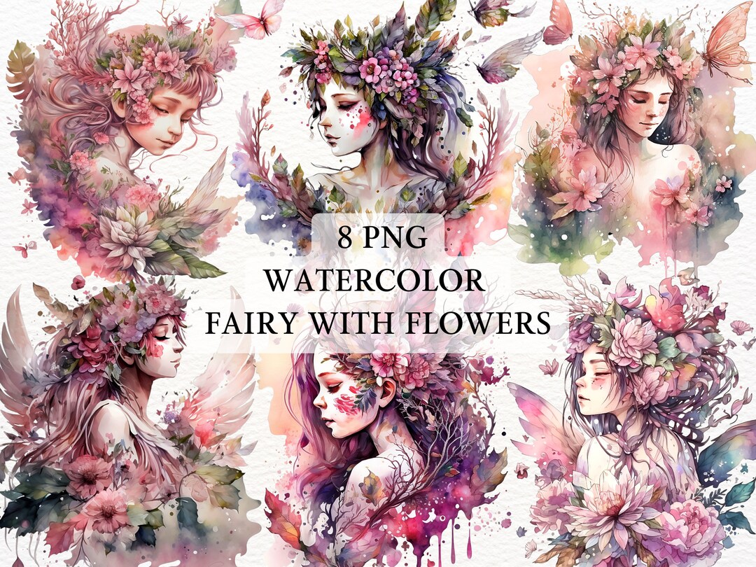 Watercolor Fairy Clipart Set: Floral Fairies PNG (digital Download) - Etsy