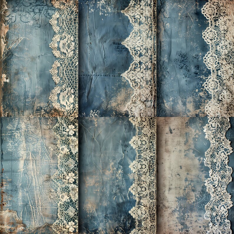 8.5x11" Vintage Lace Digital Paper Printable, Blue Whisper Floral, Lace ...