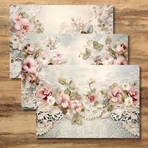 A4 Vintage Lace Digital Paper Printable, Shabby Chic Floral Romance ...