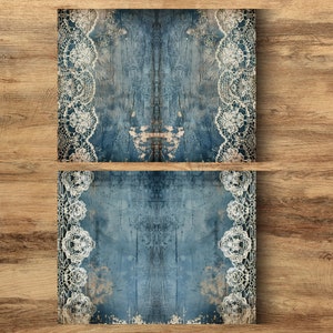 8.5x11" Vintage Lace Digital Paper Printable, Blue Whisper Floral, Lace ...