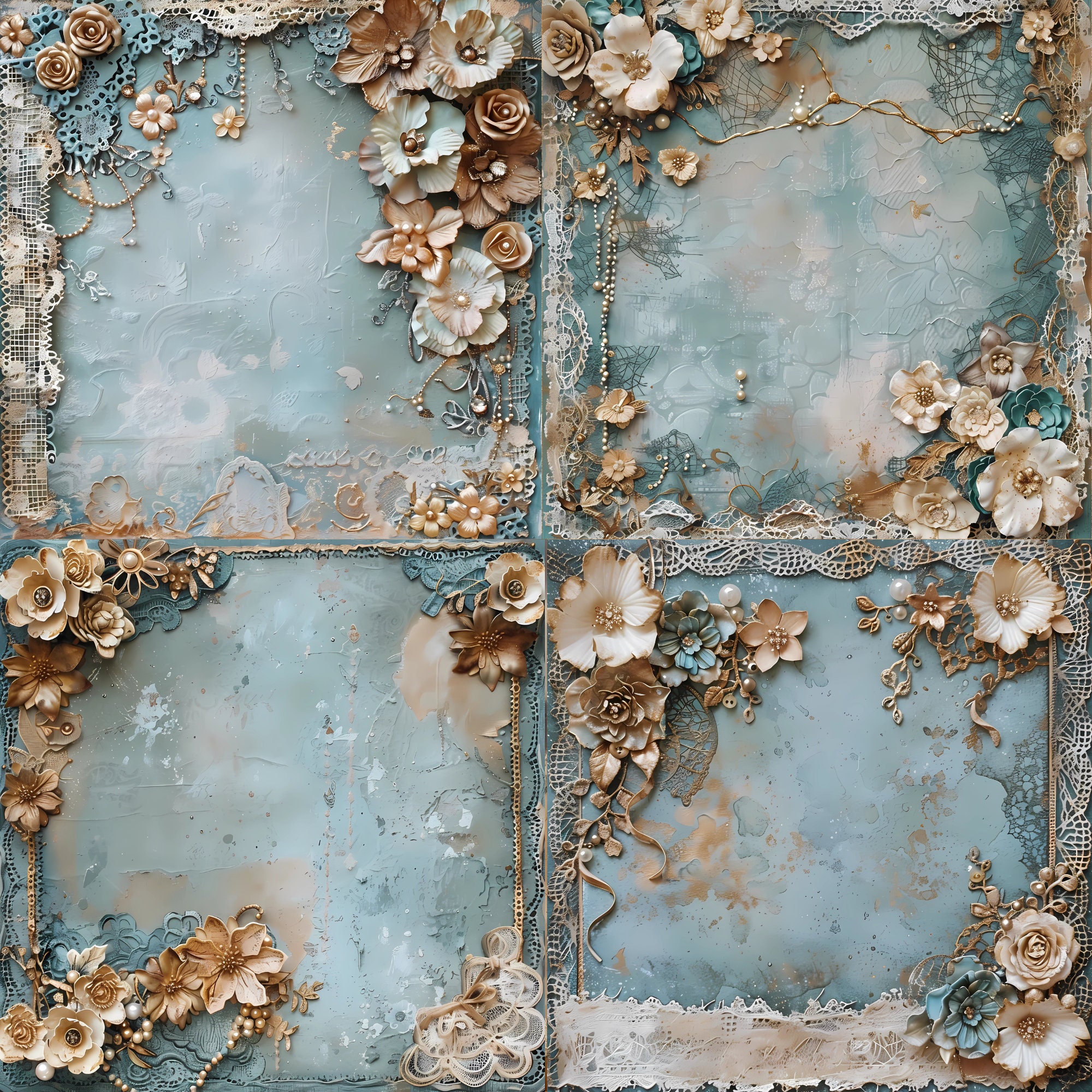 Vintage Lace Digital Paper Printable, Charm Robins Egg Blue, Lace ...