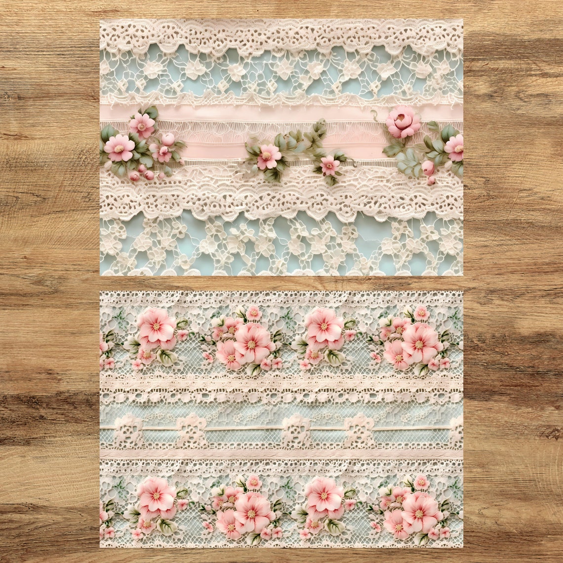 A4 Vintage Lace Digital Paper Printable, Romantic Blossom Flower, Lace ...