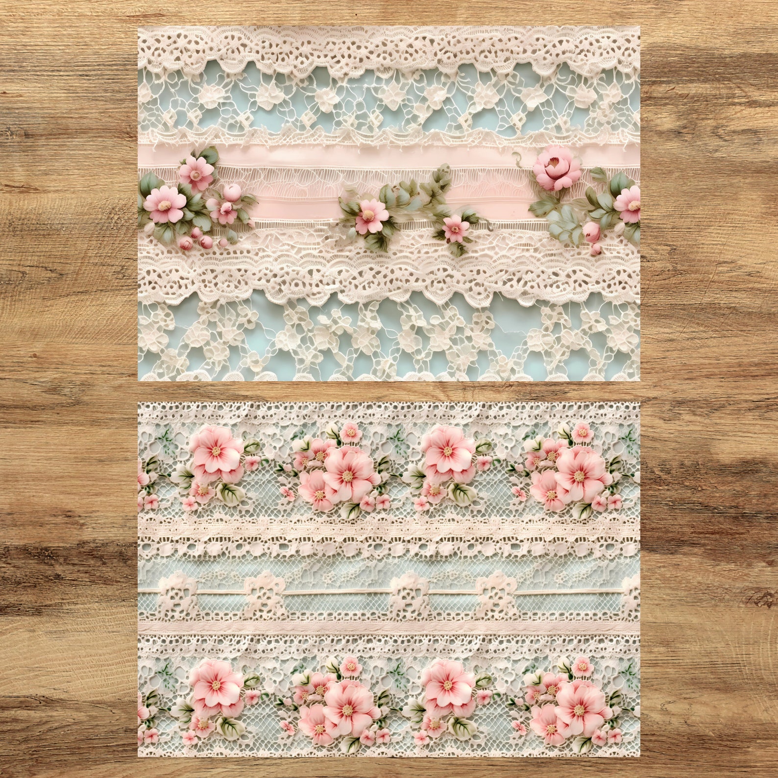 A4 Vintage Lace Digital Paper Printable, Romantic Blossom Flower, Lace ...
