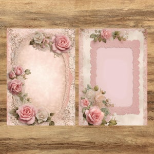 Vintage Lace Frame Digital Paper: Shabby Chic Pink Floral (digital ...