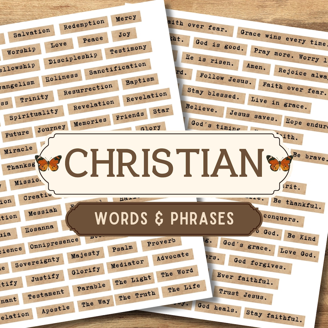 Printable Christian Junk Journal Words & Phrases, Christianity, Faith ...