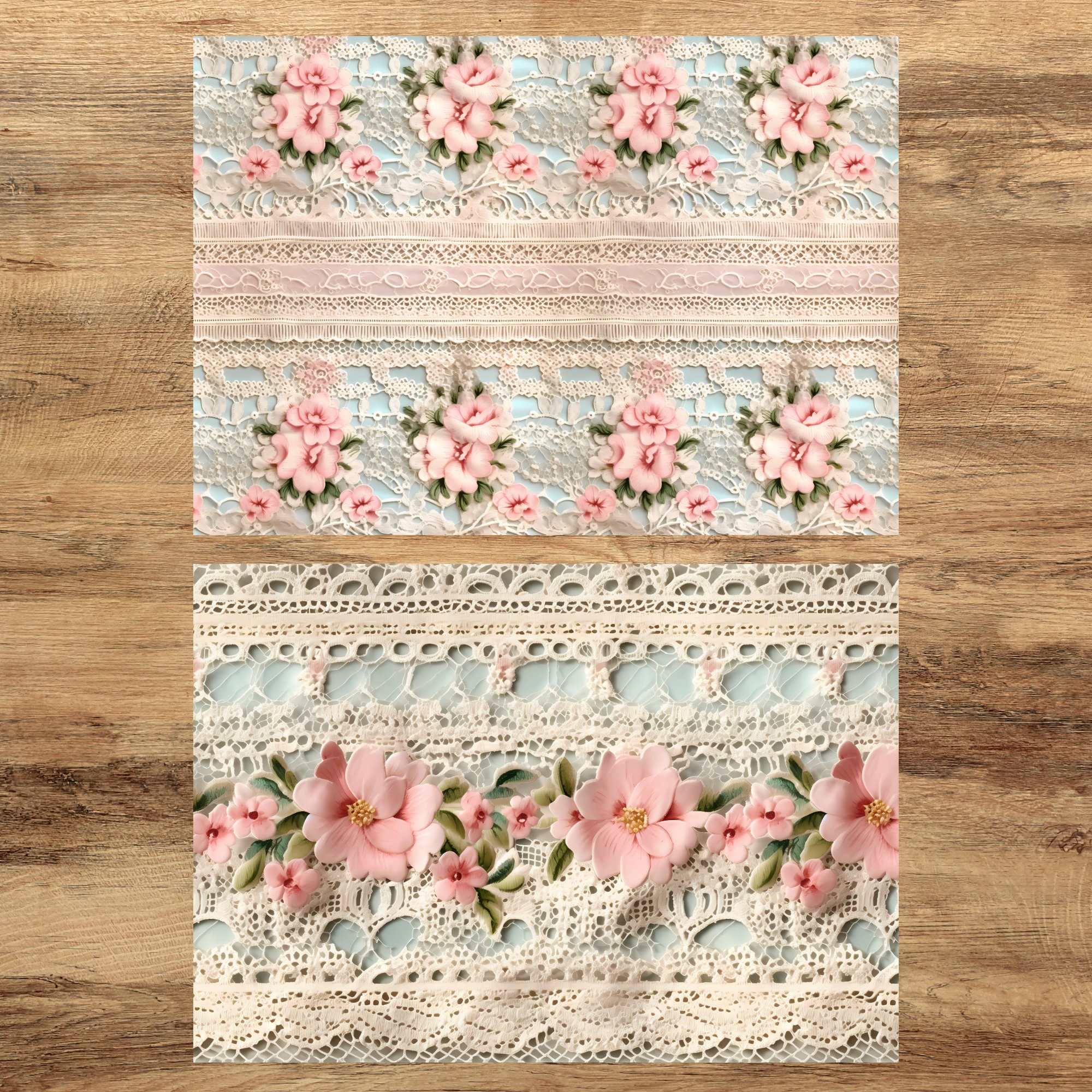 A4 Vintage Lace Digital Paper Printable, Romantic Blossom Flower, Lace ...