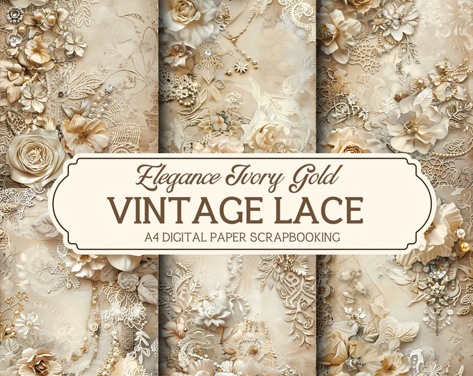 8.5x11" Vintage Lace Digital Paper Printable, Blue Whisper Floral, Lace ...