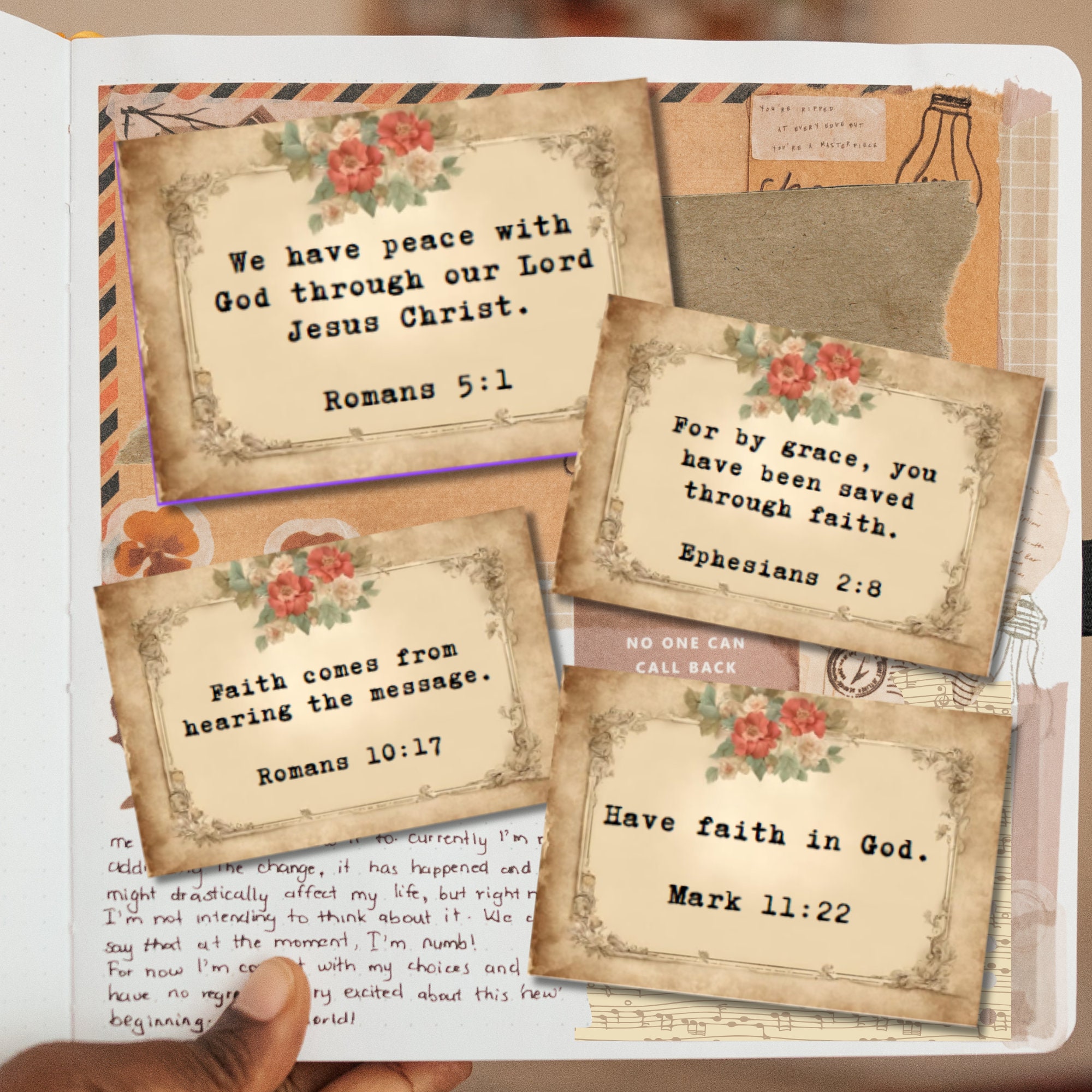 Printable Faith Bible Verse Junk Journal, Bible Verse Label, Bible Word ...