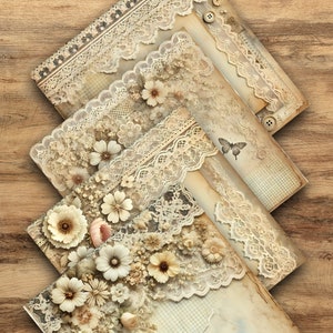 12x12" Vintage Lace Digital Paper Printable, Ivory Memories, Lace ...
