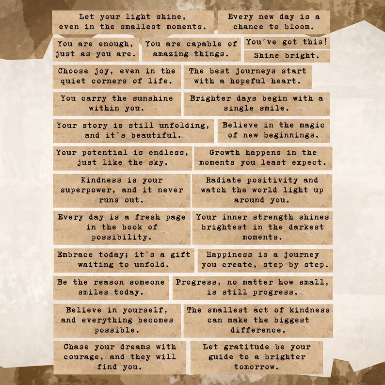 Printable Positive Quotes: Vintage Junk Journal Ephemera (digital ...