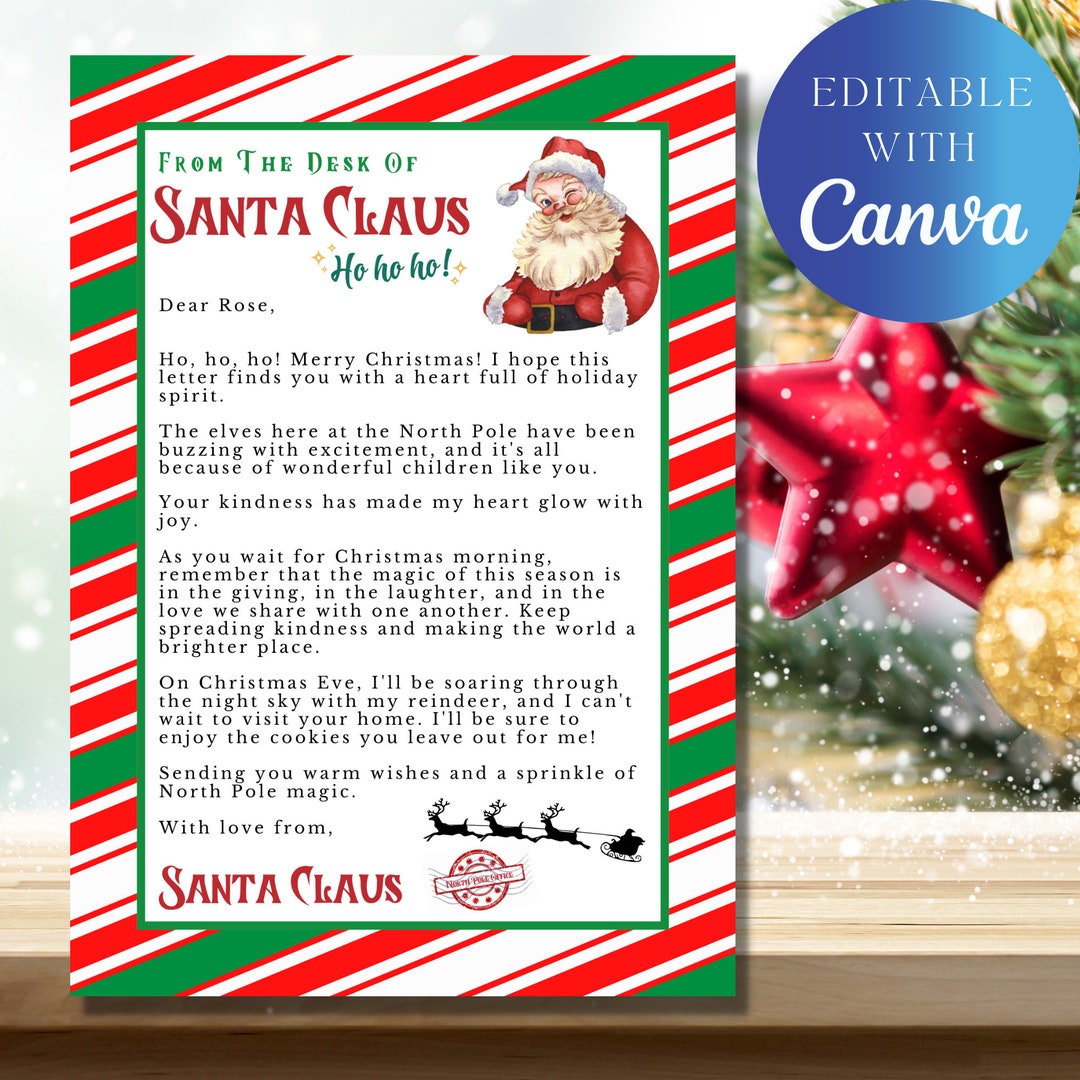 Personalized Santa Letters From the North Pole - Editable Canva ...