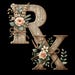 Vintage Floral Alphabet Clipart: Rustic PNG Letters (digital Download ...
