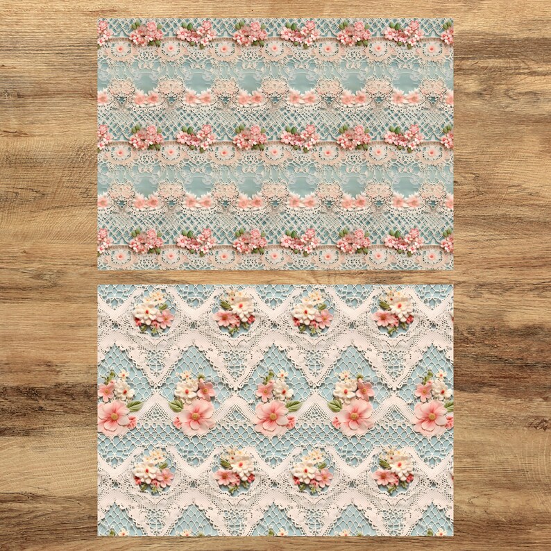 Vintage Lace Digital Paper: A4 Floral Scrapbook Kit (digital Download ...